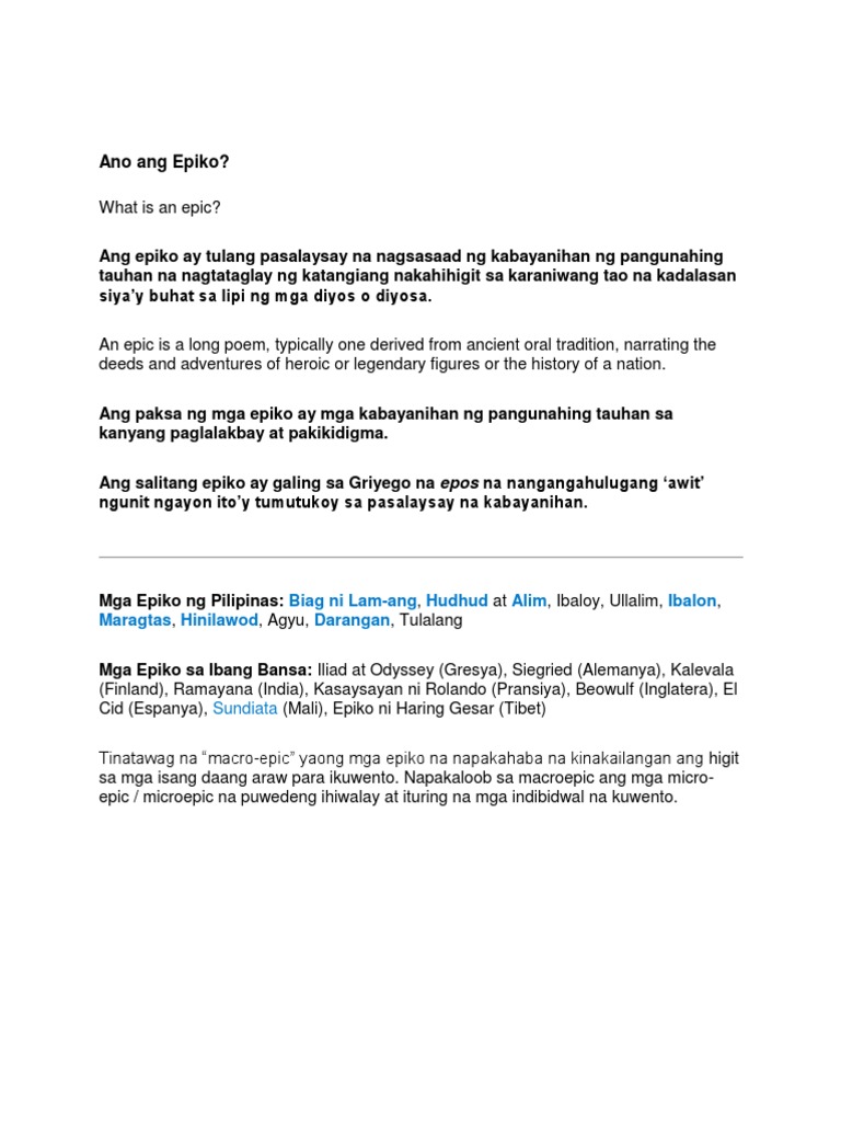 Ano Ang Epiko | PDF