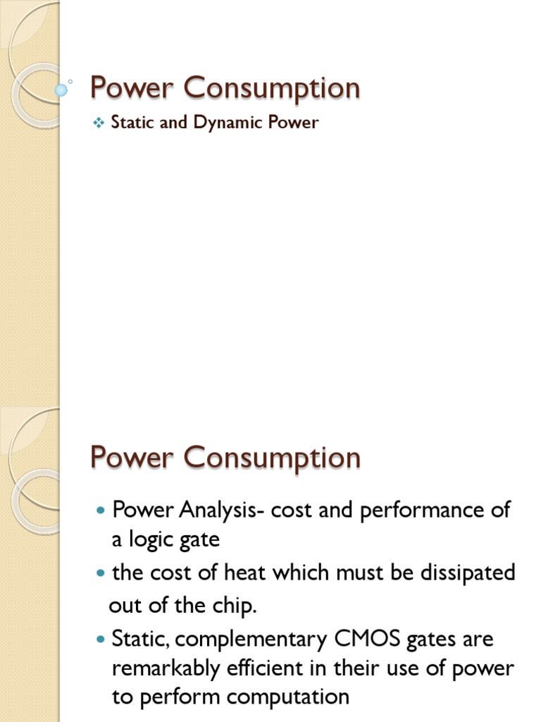 Dynamic vs Static Power in VLSI | PDF | Field Effect Transistor | Logic ...
