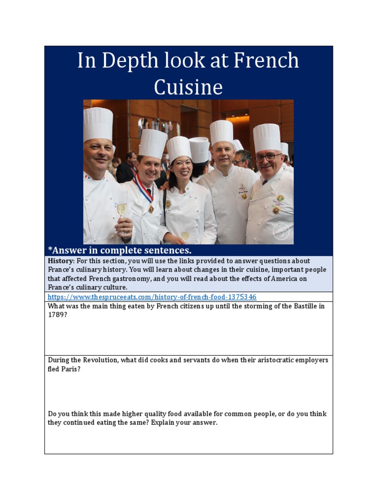 In Depth Look at French Cuisine Webercise | PDF | French Cuisine | Sauce