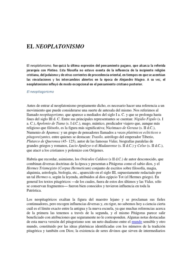 El Neoplatonismo | neoplatonismo | Platón