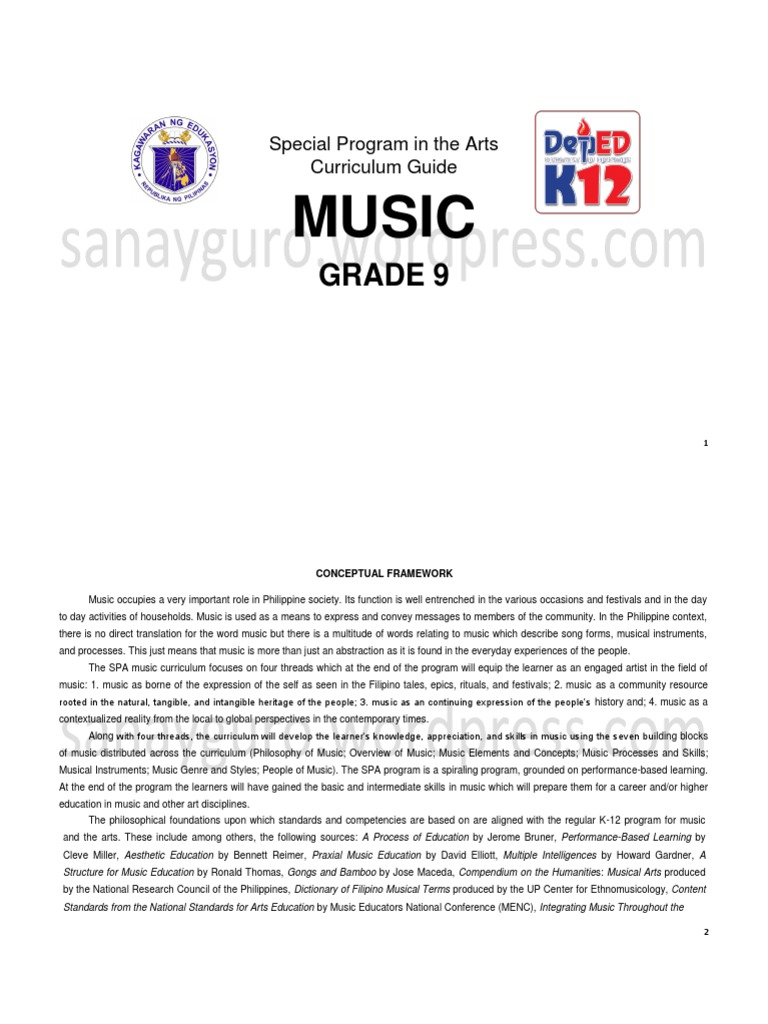 Music: Grade 9 | PDF | Singing | Curriculum