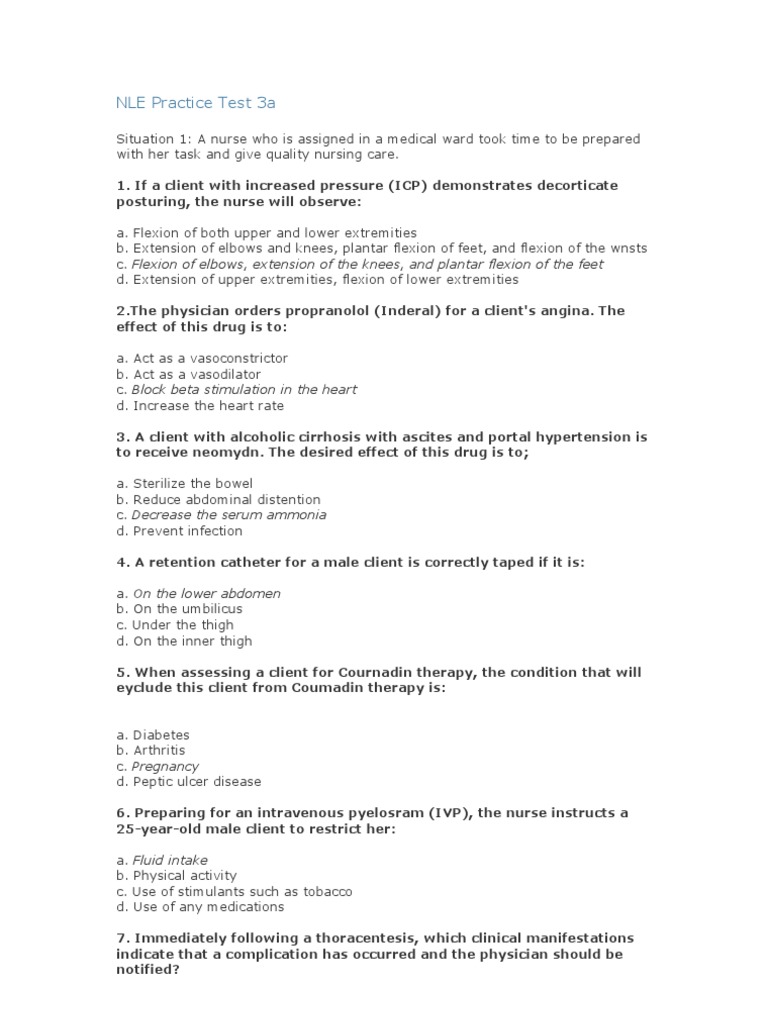 NLE Practice Test 3a Overview | PDF | Self-Improvement | Wellness