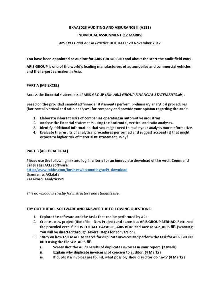 Bkaa3023 A181 - Auditing and Assurance Ii - Acl in Practice | PDF | Audit | Cognition