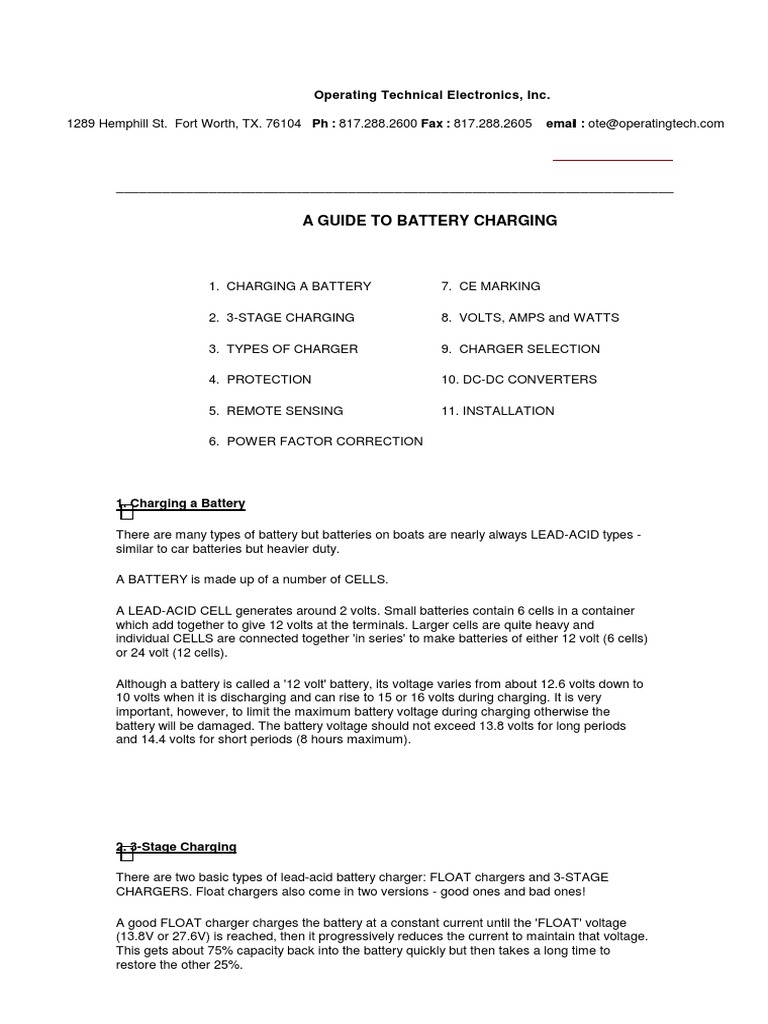 A Guide To Battery Charging PDF | PDF