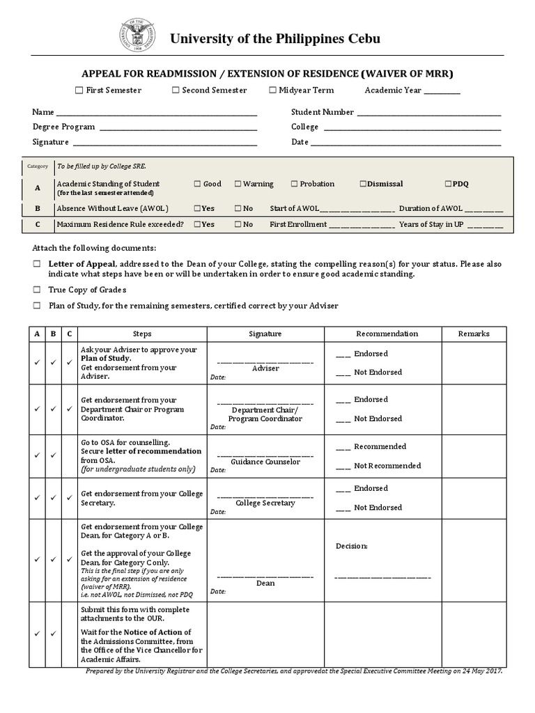 Readmission Appeal Process at UP Cebu | PDF | Academic Term | College