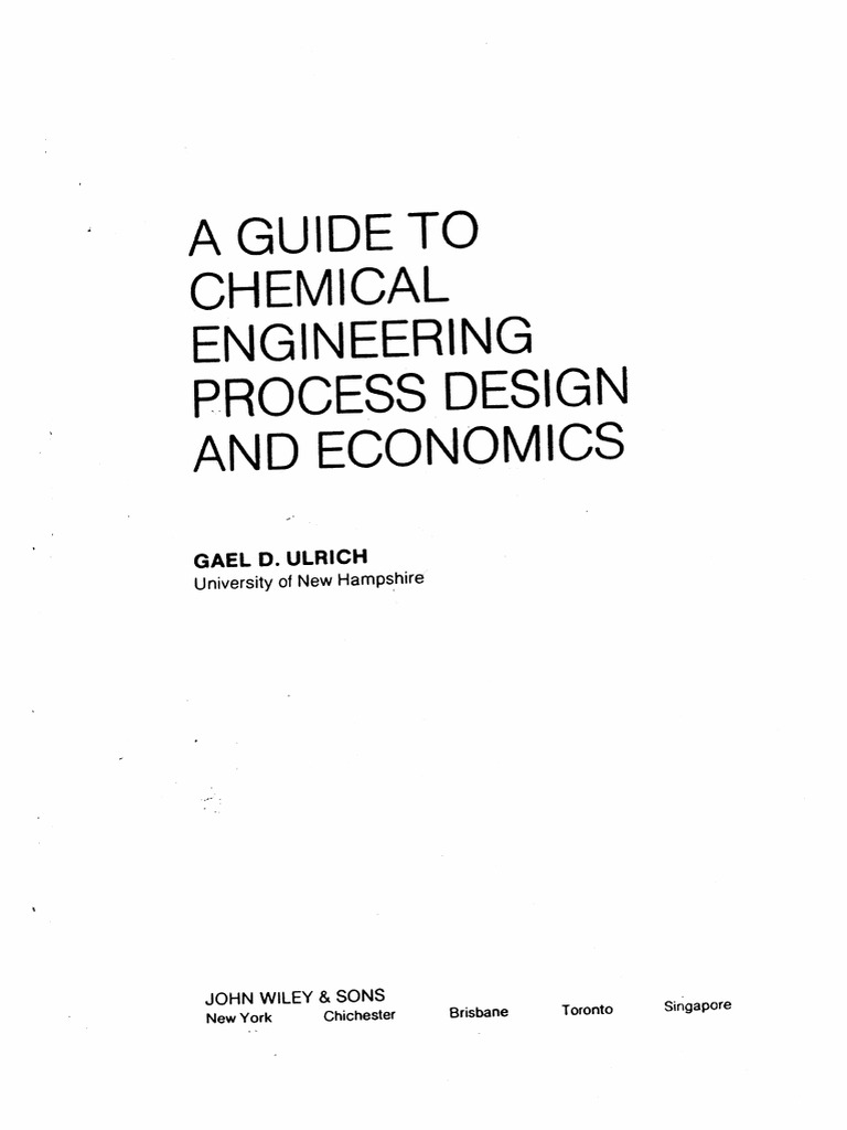 Ulrich - A Guide To Chemical Engineering Process Design and Economics ...