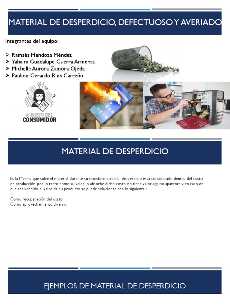 Material de Desperdicio, Defectuoso y Averiado