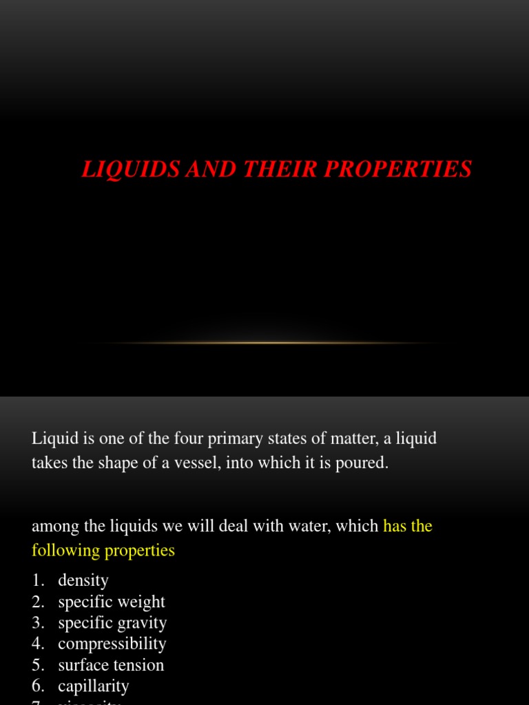 Liquids and Their Properties | PDF | Surface Tension | Liquids