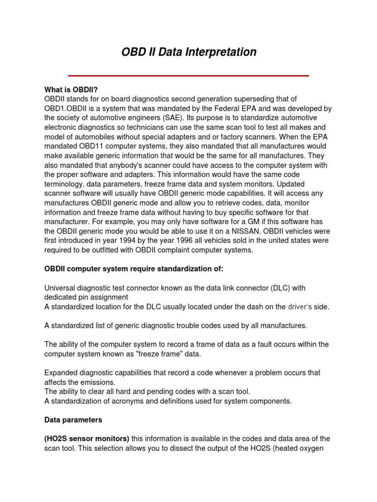 Interpreting OBDII Data: Understanding Key Sensor Parameters and System ...