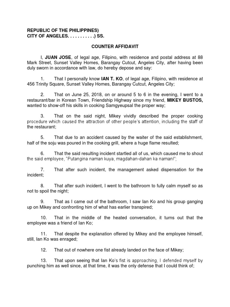 Sample Counter Affidavit | PDF | Public Law | Criminal Law