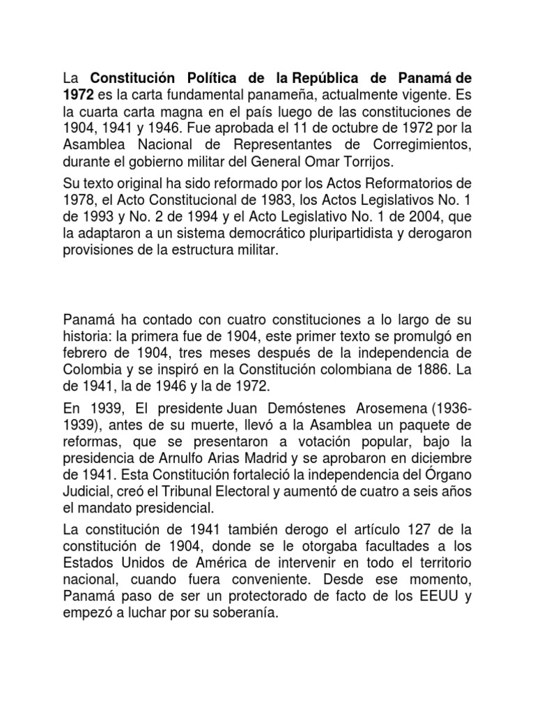 La Constitución Política de Panamá | PDF | Gobierno | Ley constitucional