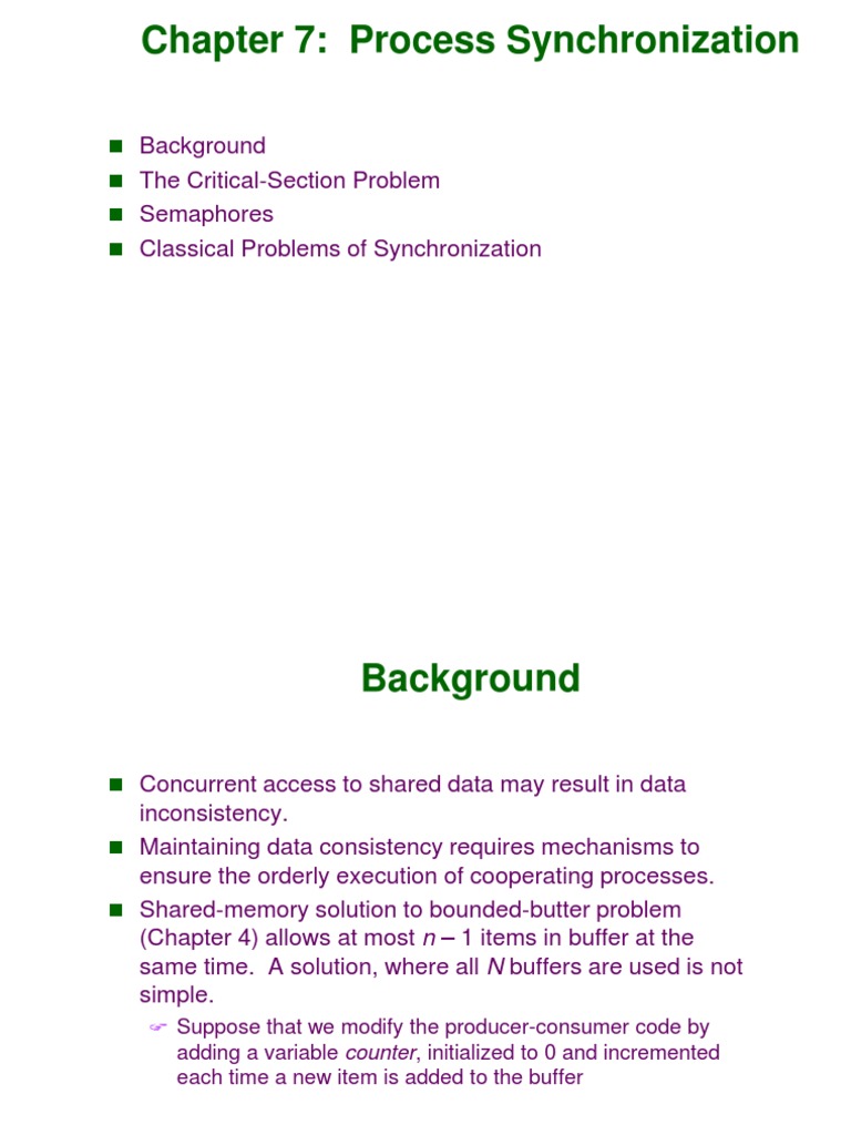 Chapter 7 Process Synchronization Pdf Software Engineering Concurrent Computing