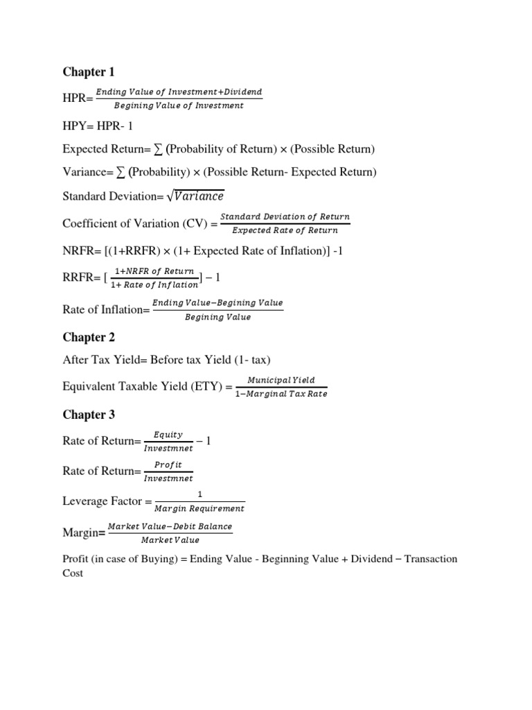 Portfolio Management Formulas Explained | PDF | Coefficient Of ...