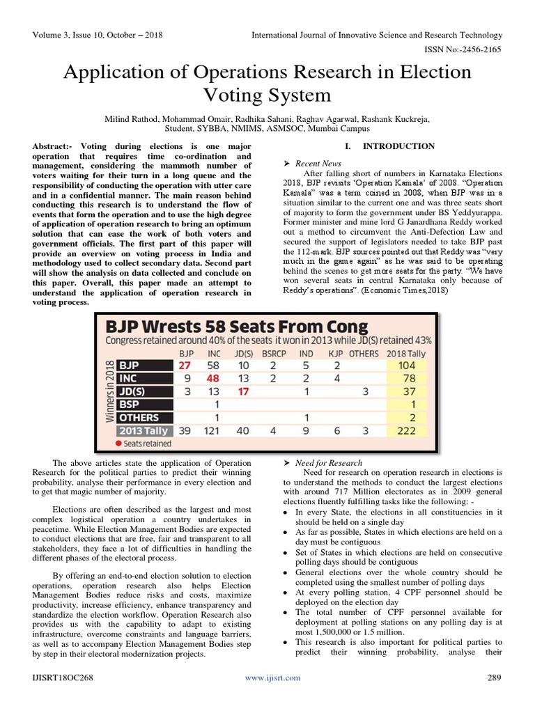 Application of Operations Research in Election Voting System | PDF ...