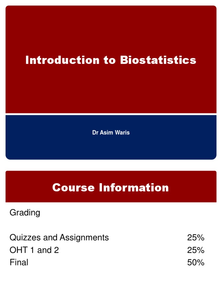 Introduction To Biostatistics Dr Asim Waris Pdf Sampling Statistics Level Of Measurement