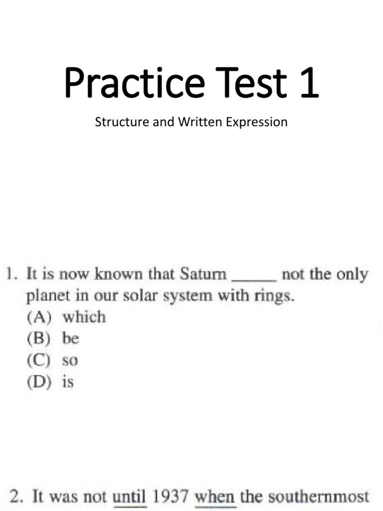 Practice Test 1: Structure and Written Expression | PDF
