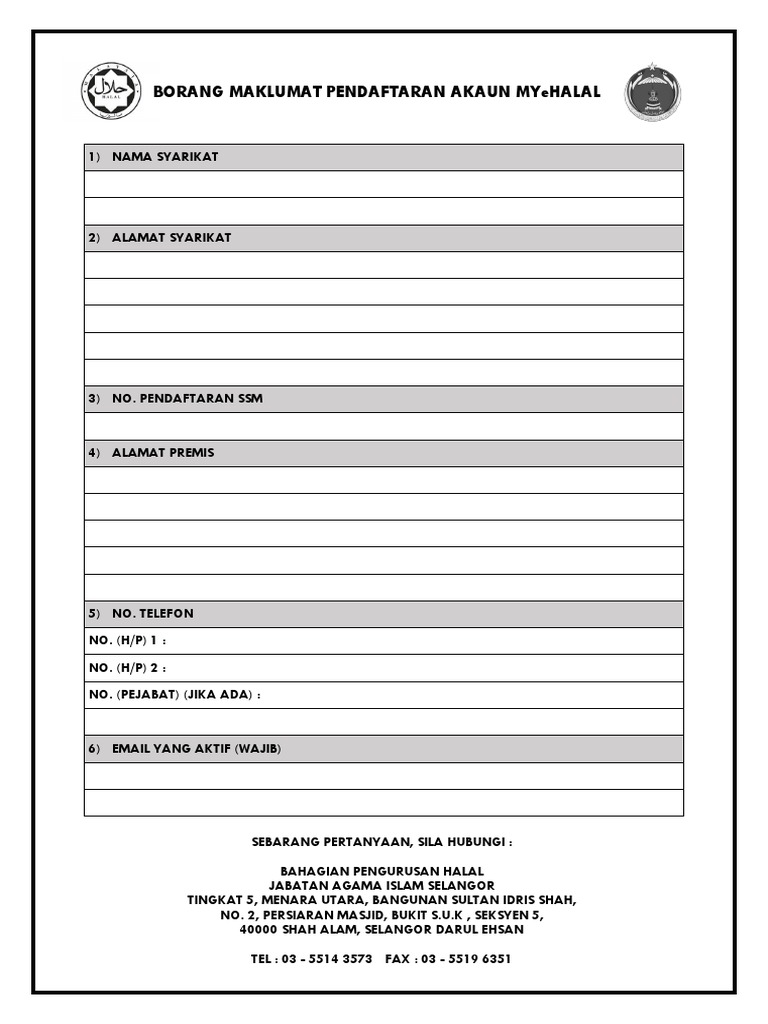 Borang Permohonan Myehalal | PDF