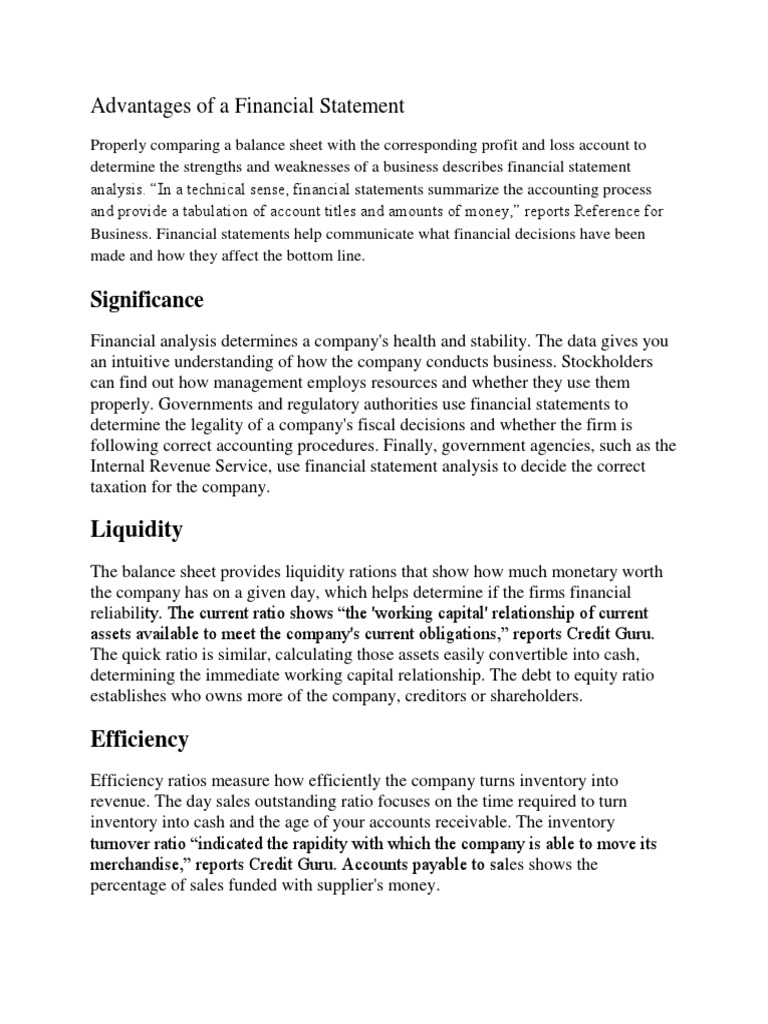 Benefits and Limits of Financial Statements | PDF | Balance Sheet ...