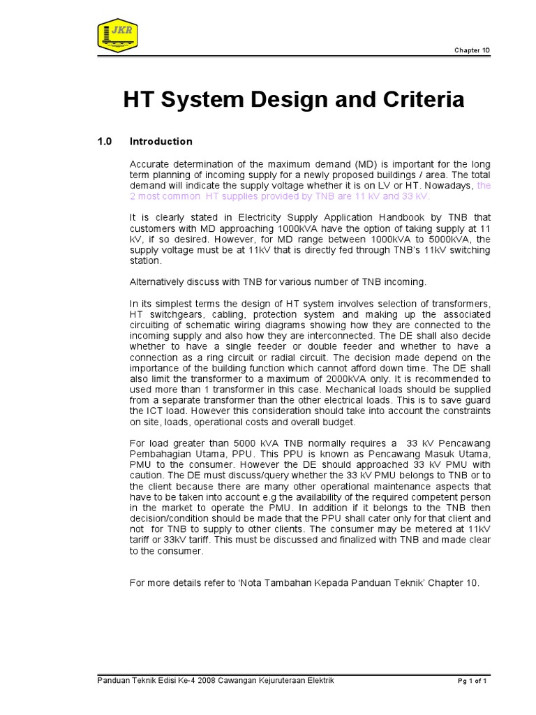 10 0 HT System | PDF | Transformer | Electrical Equipment