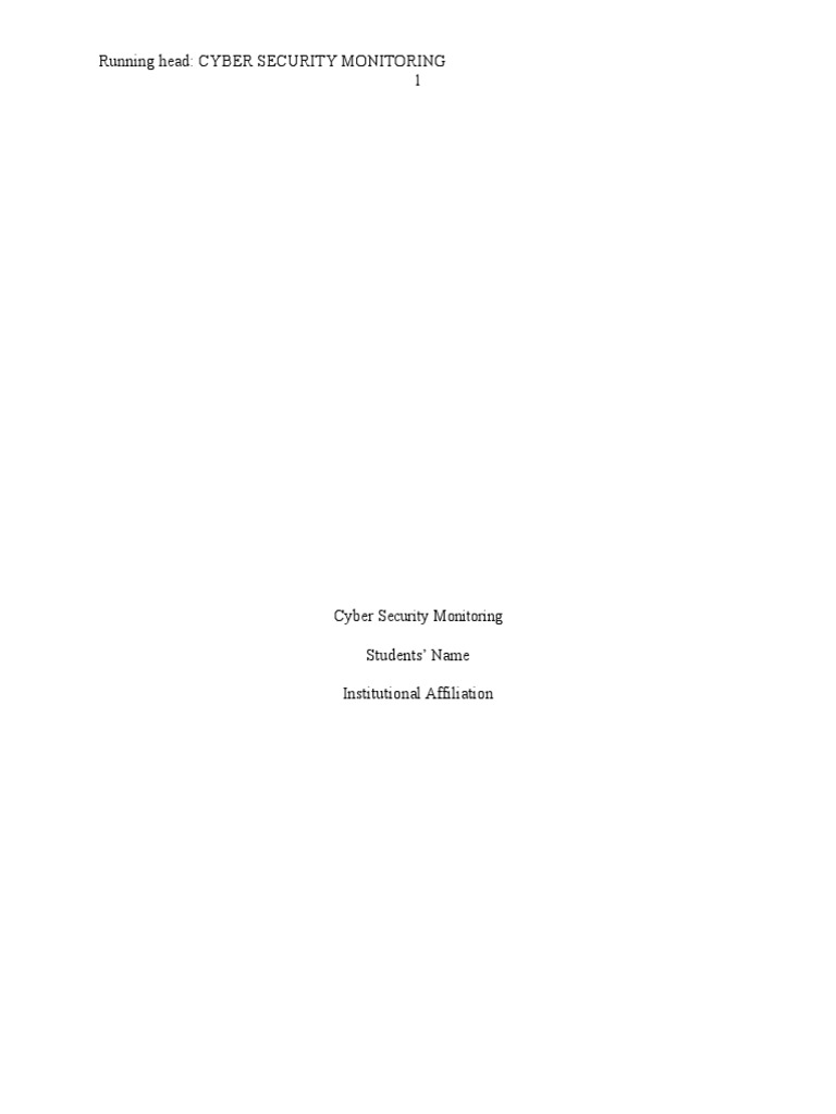 Cyber SECURITY MONITORING | PDF | Node (Networking) | Computer Security