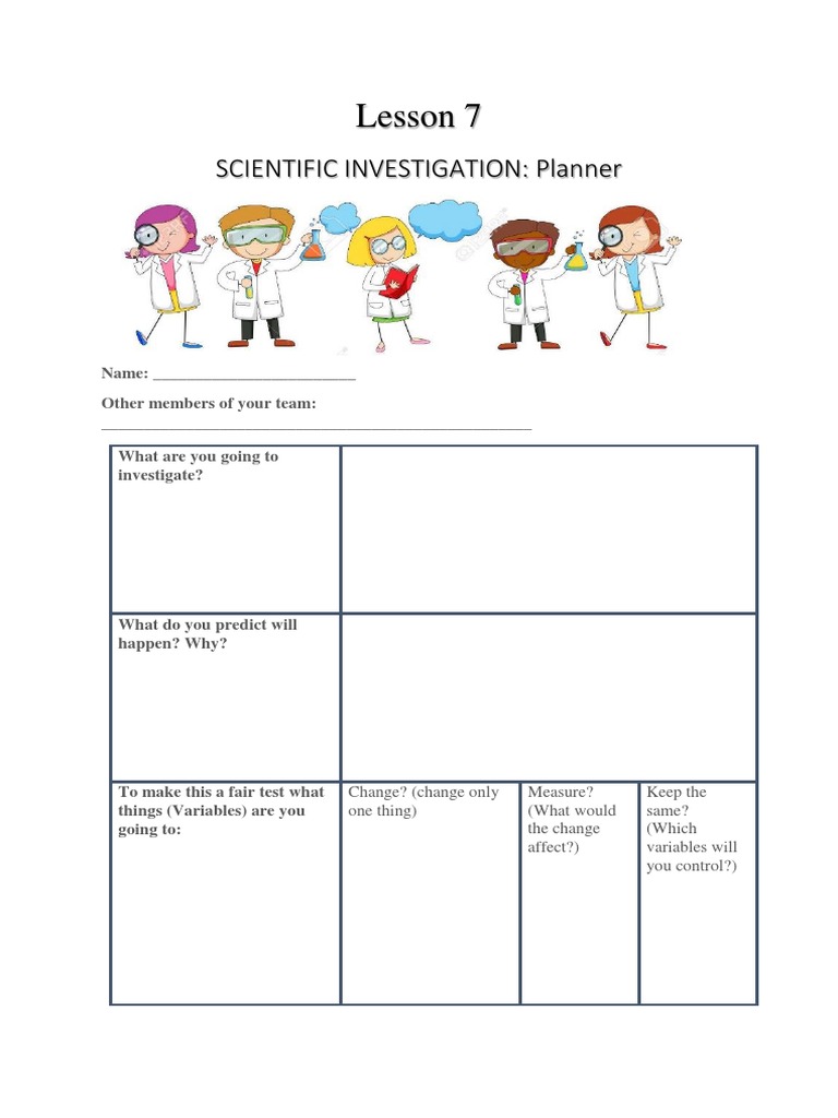 Lesson 7: Scientific Investigation: Planner | PDF