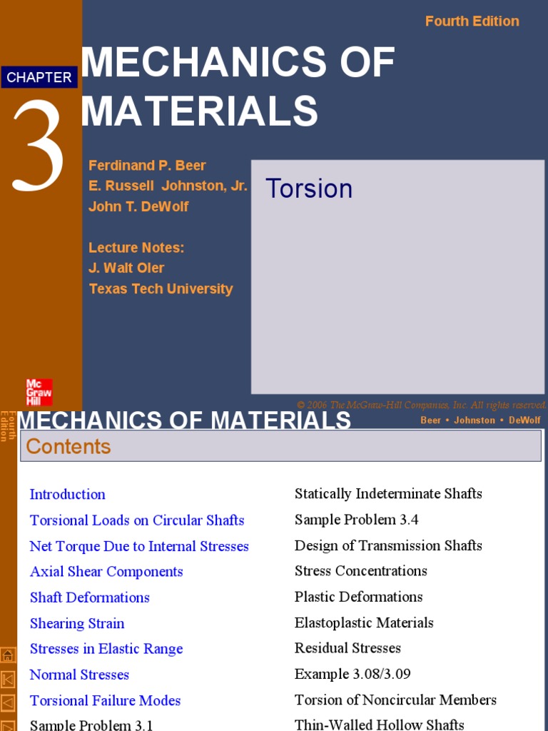 Chapter 3 Torsion | PDF | Stress (Mechanics) | Deformation (Engineering)