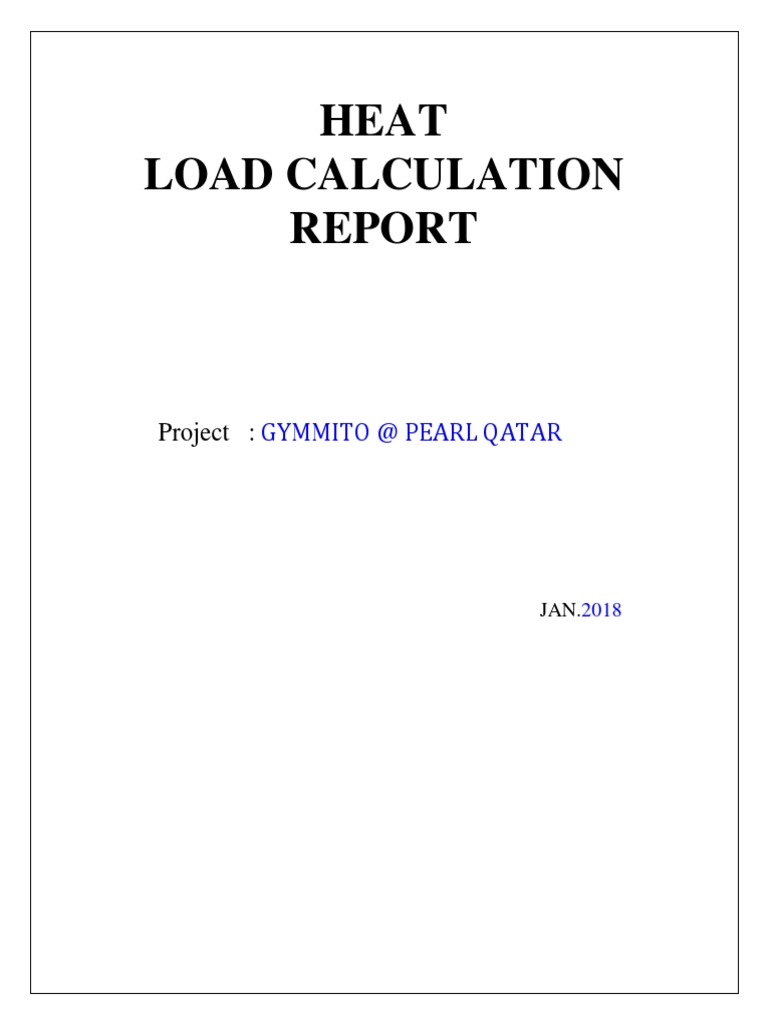 Heat Load Calculation Report _22.01.2018 | Hvac | Air Conditioning