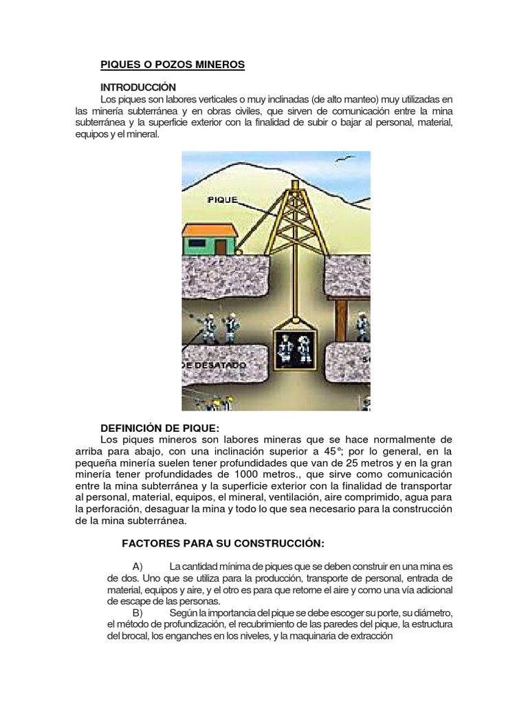Piques Mineros: Estructura y Función | PDF | Chimenea | Minería