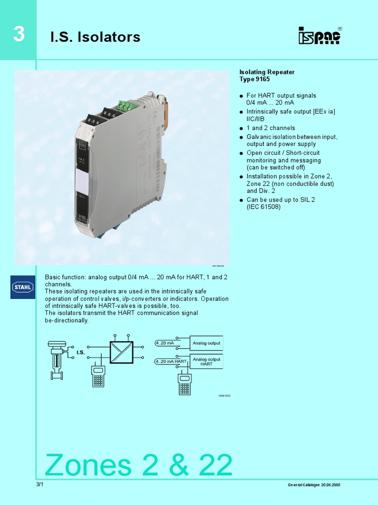 Zones 2 & 22: I.S. Isolators | PDF | Power Supply | Electrical Connector