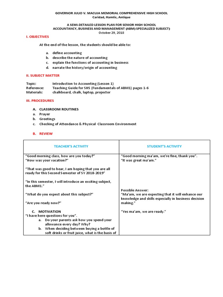 Lesson 1 - Introduction To Accounting | PDF | Question | Accounting