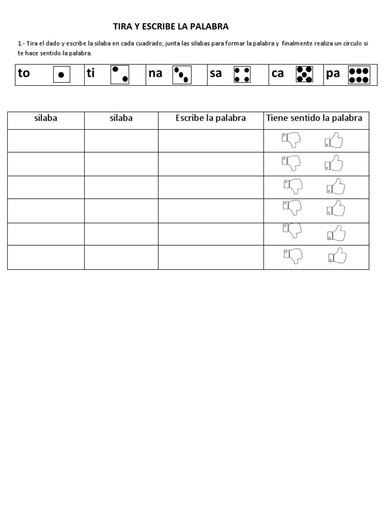 Juego de Sílabas con Dados | PDF