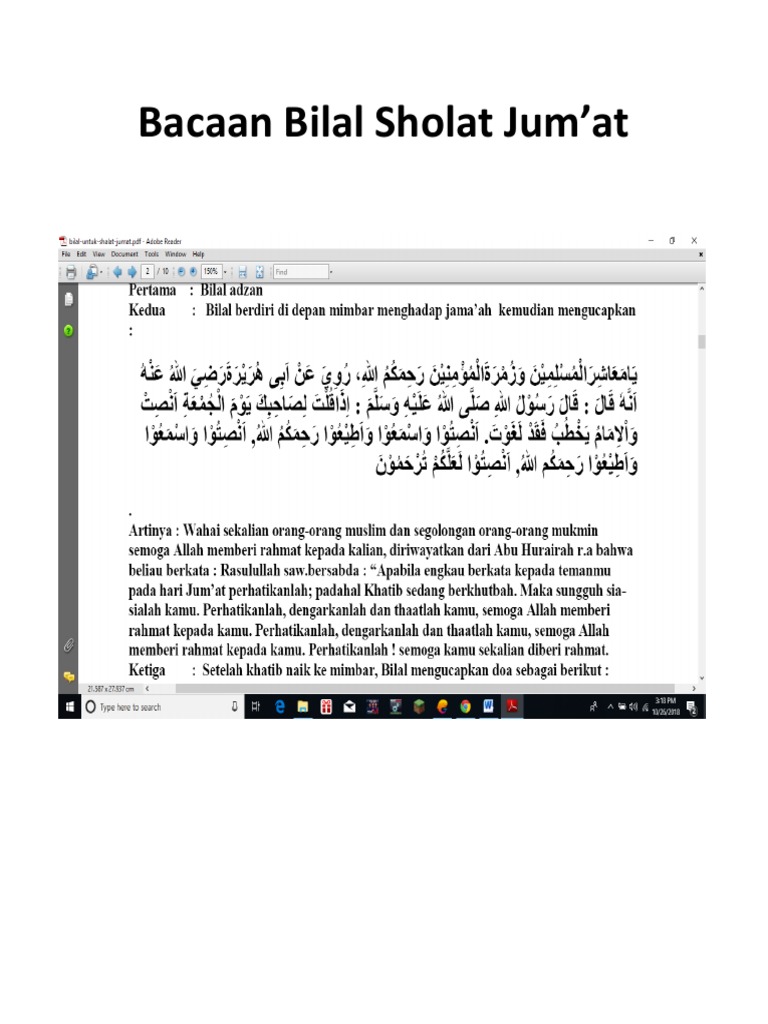 Bacaan Bilal Sholat Jumat | PDF