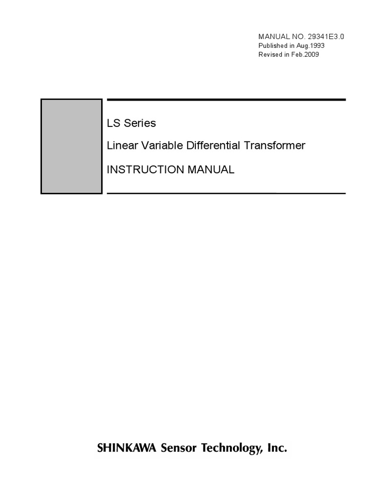 LS Series Linear Variable Differential Transformer Instruction Manual ...