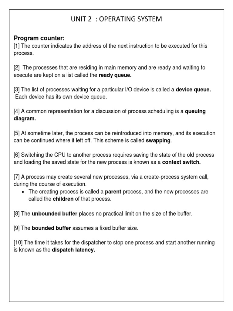 Unit 2: Operating System: Program Counter | PDF | Scheduling (Computing ...