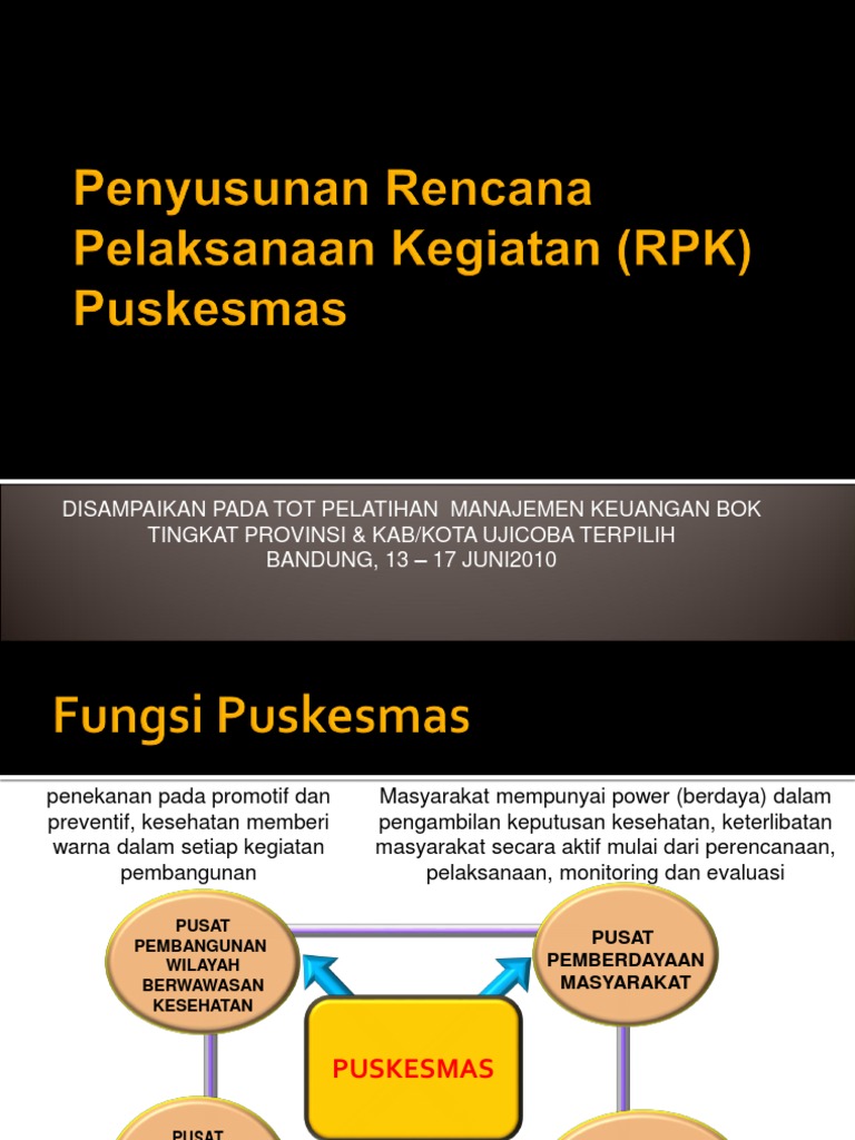 Rencana Pelaksanaan Kegiatan (RPK) Puskesmas 14 JUNI | PDF