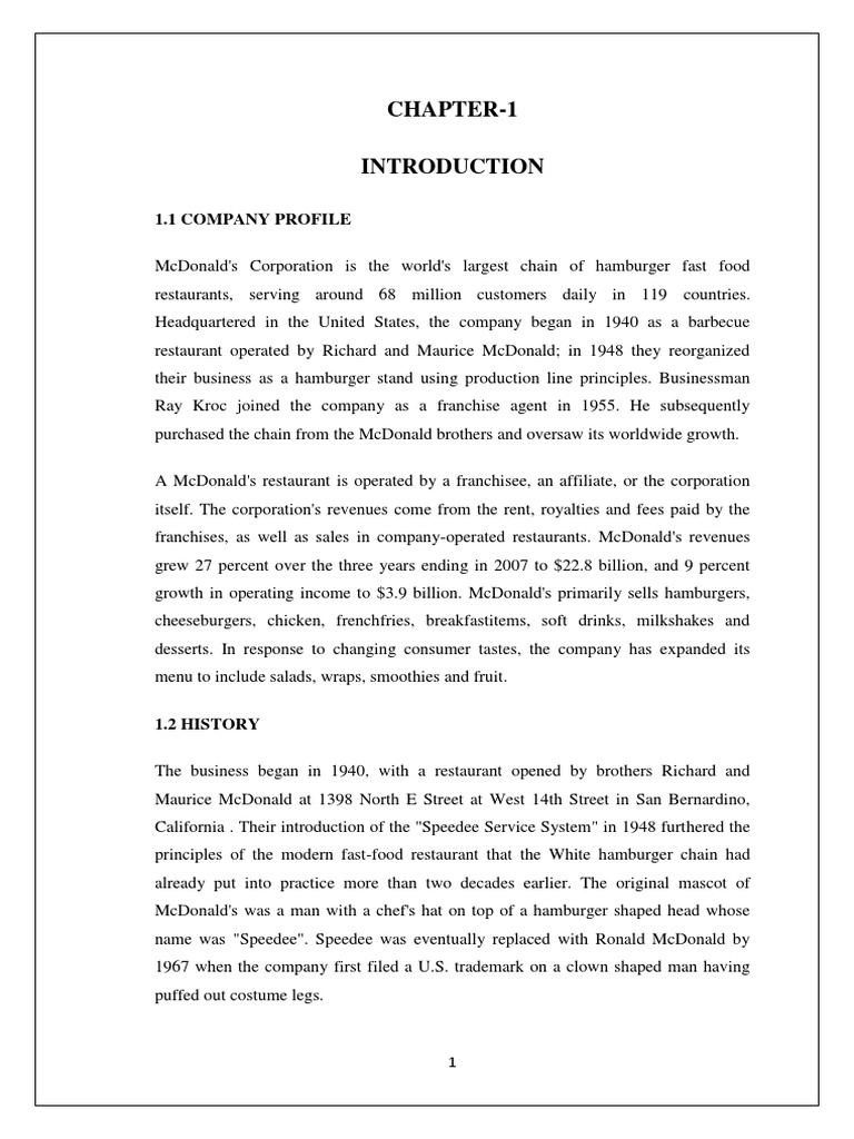 Mcdonalds Project Sem III | PDF | Mc Donald's | Fast Food Restaurants