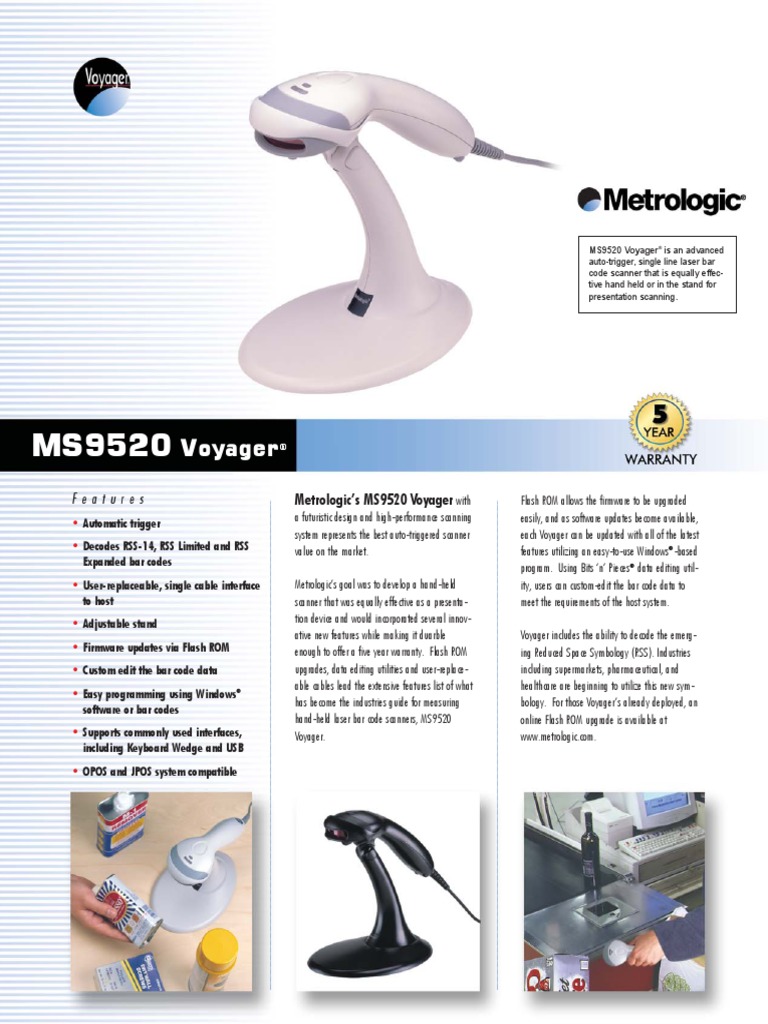 Voyager: Metrologic's MS9520 Voyager | PDF | Barcode | Image Scanner