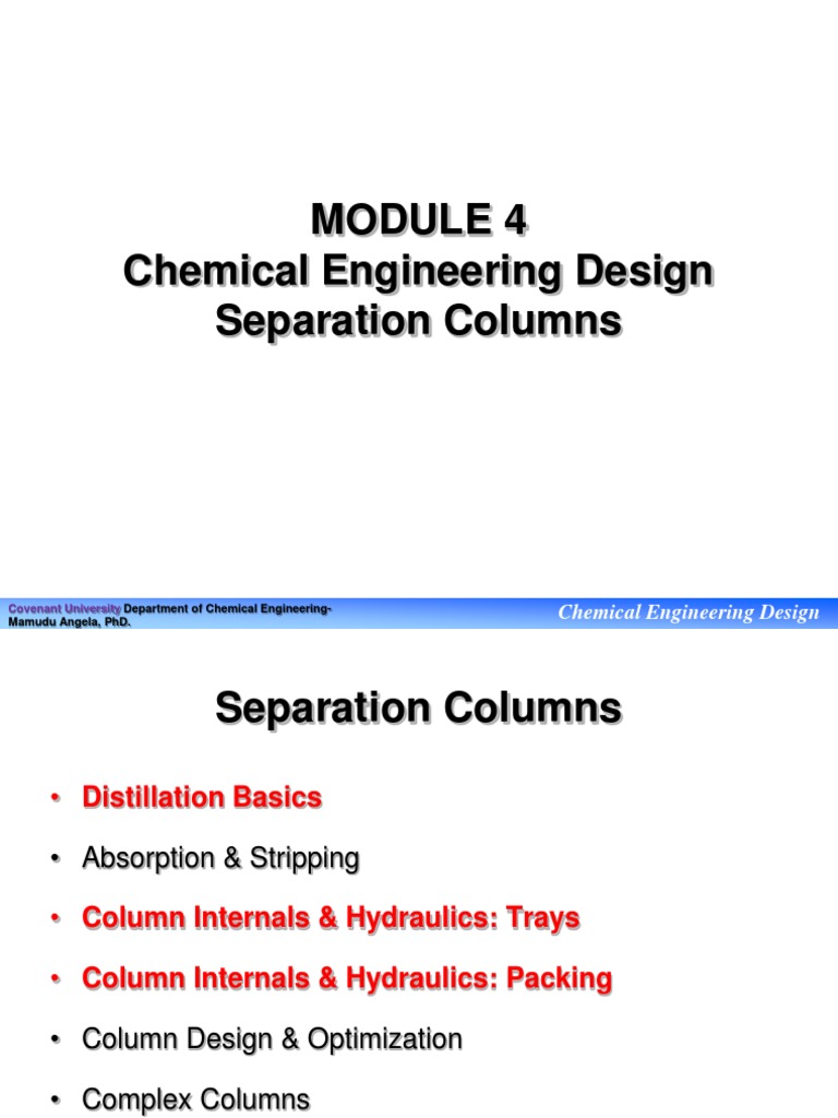 Module 4 (Design of Separation Columns) | PDF | Distillation ...