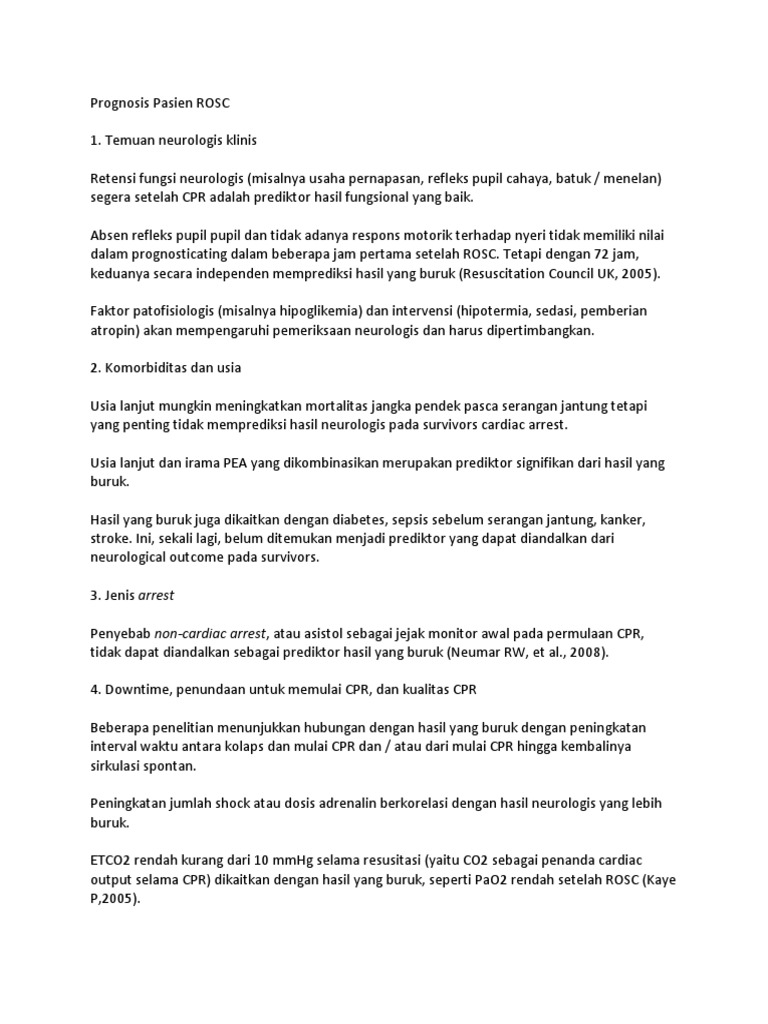Prognosis Pasien ROSC | PDF