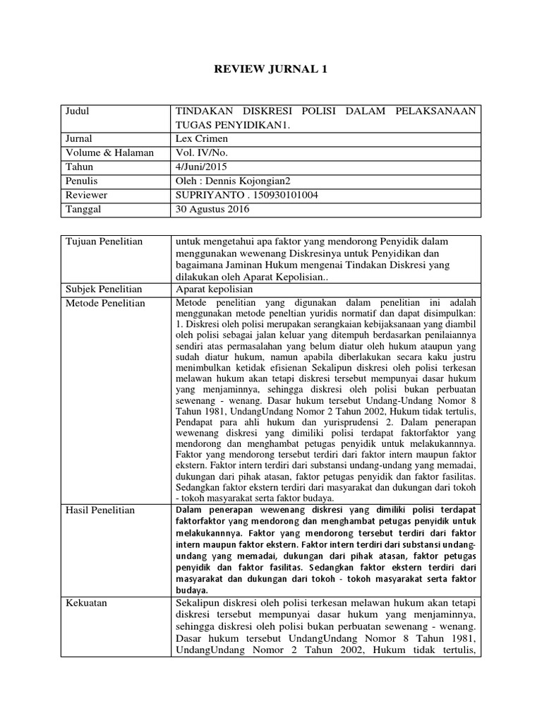 Format dan Contoh Review Jurnal | PDF