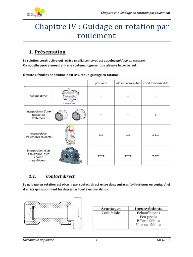 Guidage en rotation par roulement | PDF | Palier (mécanique ...