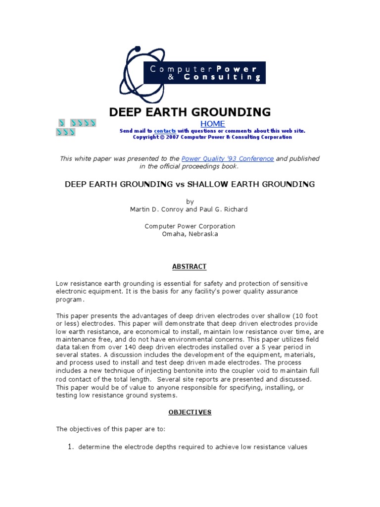 Deep Earth Grounding | PDF | Electricity | Electromagnetism