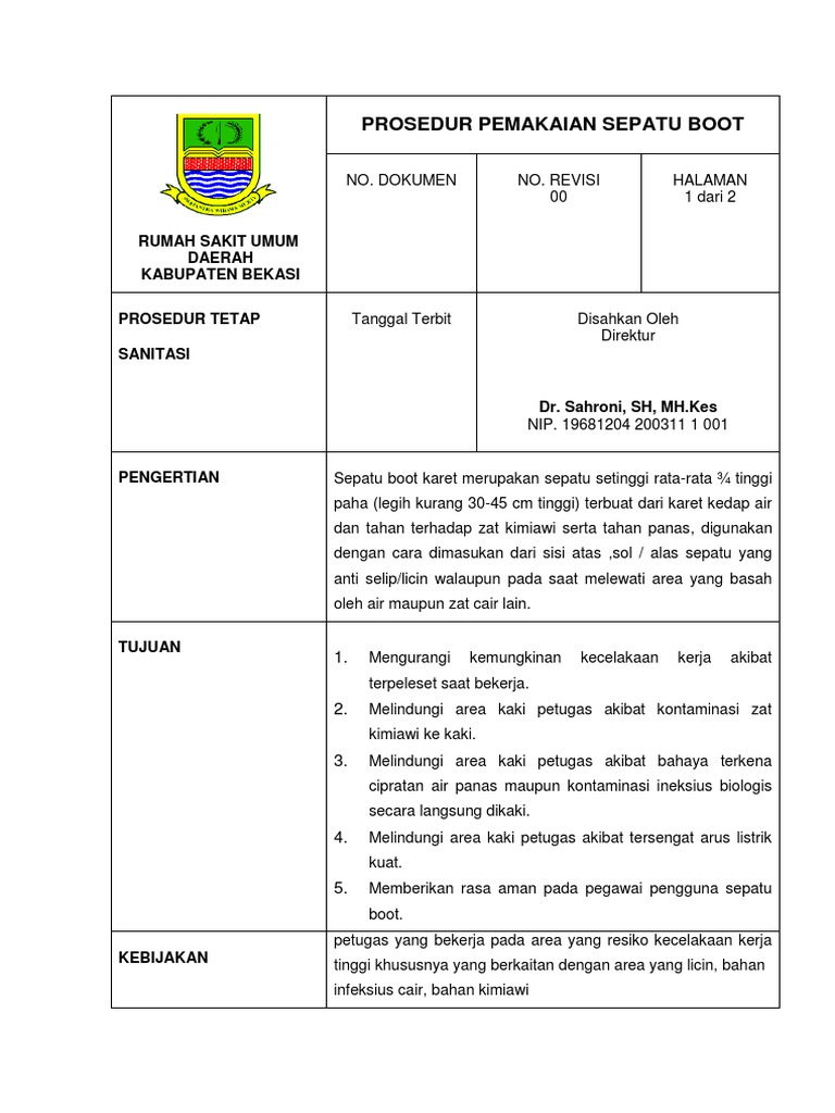 Sop Pemakaian Sepatu Boot | PDF
