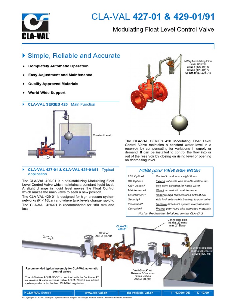 Cla-Val: ' Simple, Reliable and Accurate | PDF | Valve | Filtration