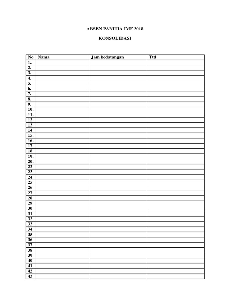 Absen Panitia Imf 2018 | PDF