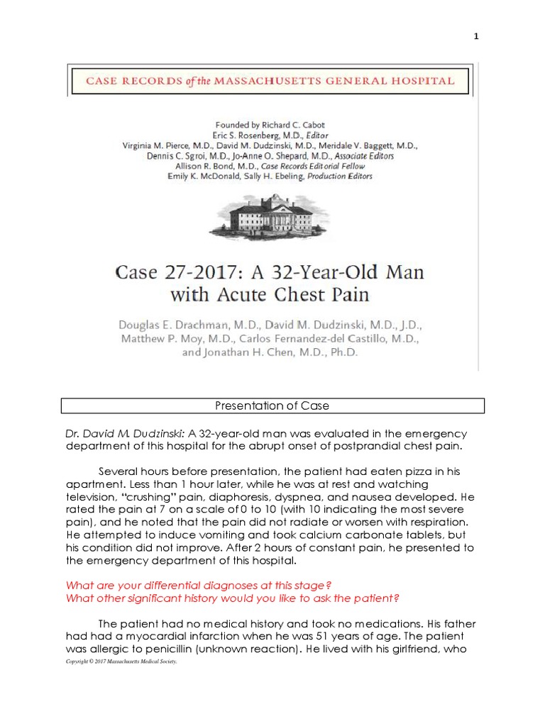 Chest Pain - Part 1 - Initial Presentation & Investigations | PDF ...