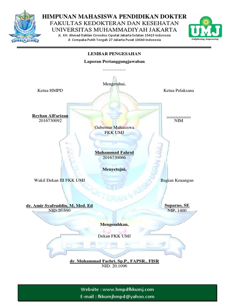 Contoh Lembar Pengesahan LPJ | PDF