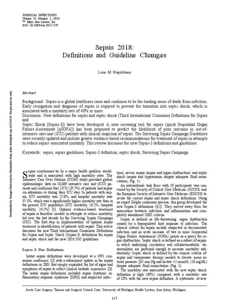 Sepsis Sirs Sofa 2018 | PDF | Sepsis | Shock (Circulatory)
