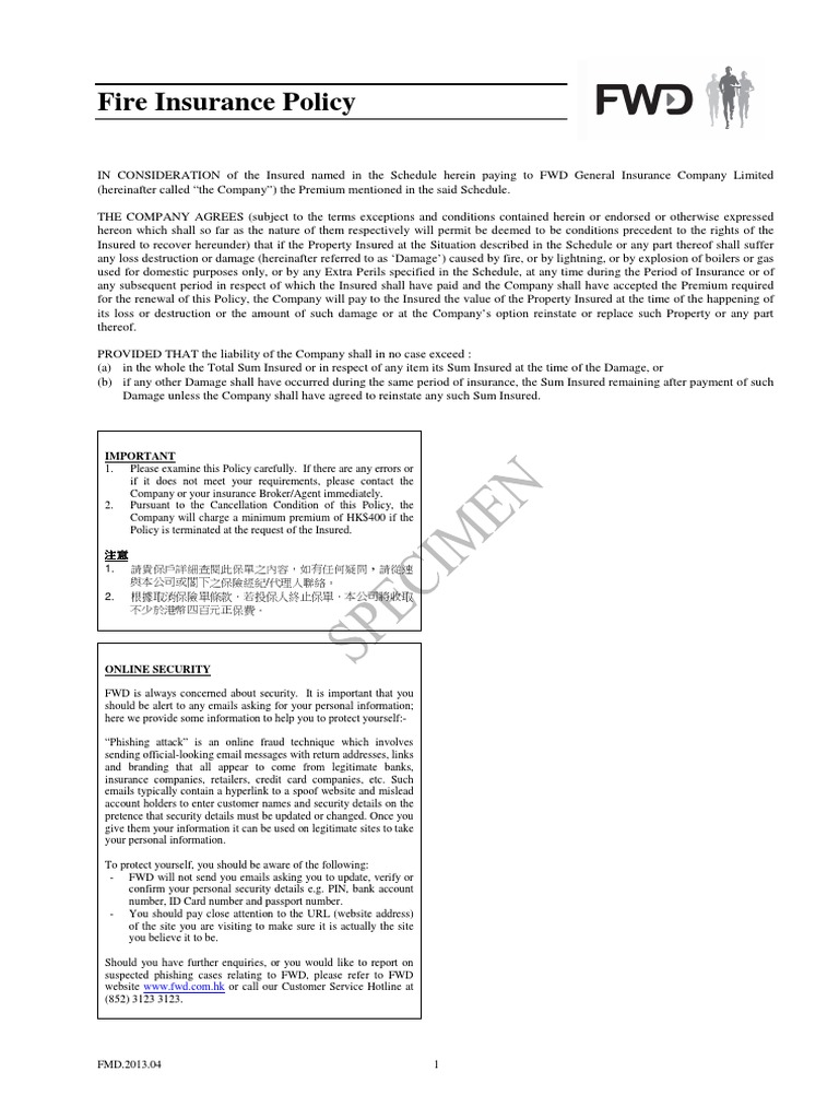Fire Insurance Policy: Important | PDF | Property Insurance | Insurance ...