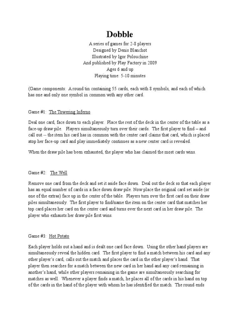 Dobble Rules | PDF | Leisure Activities | Consumer Goods